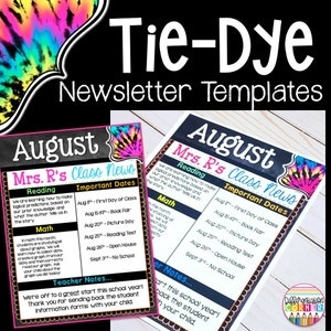 Editable Classroom Newsletter Template Tie Dye Retro Classroom Decor ...