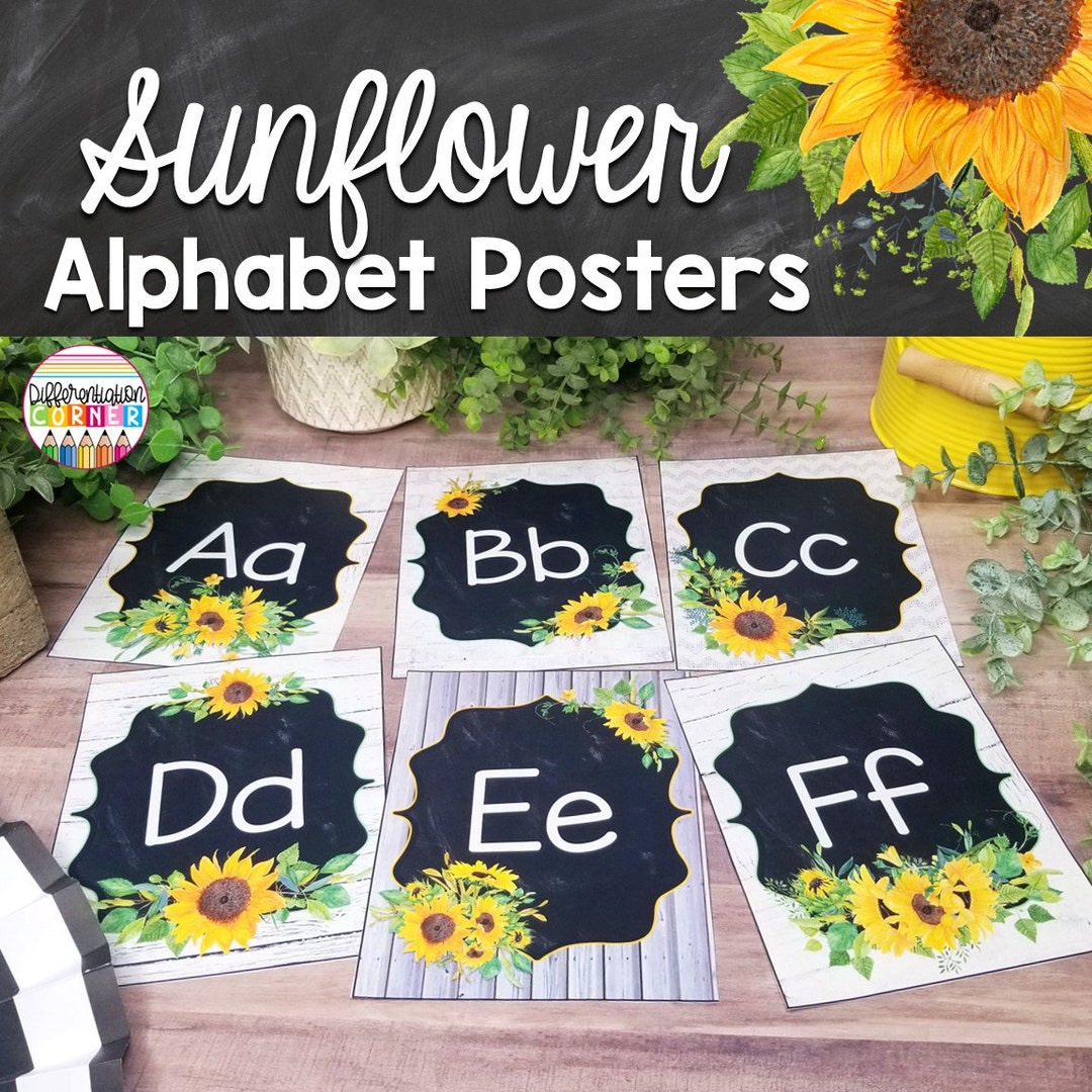 Alphabet Posters for the Classroom Sunflower Farmhouse Classroom Decor ...