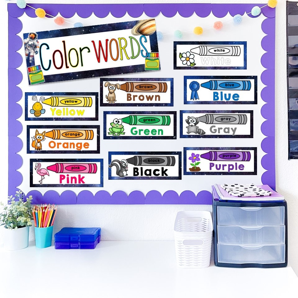 PRINTABLE Color Posters Pack Space Theme Classroom Decor Colors Posters ...