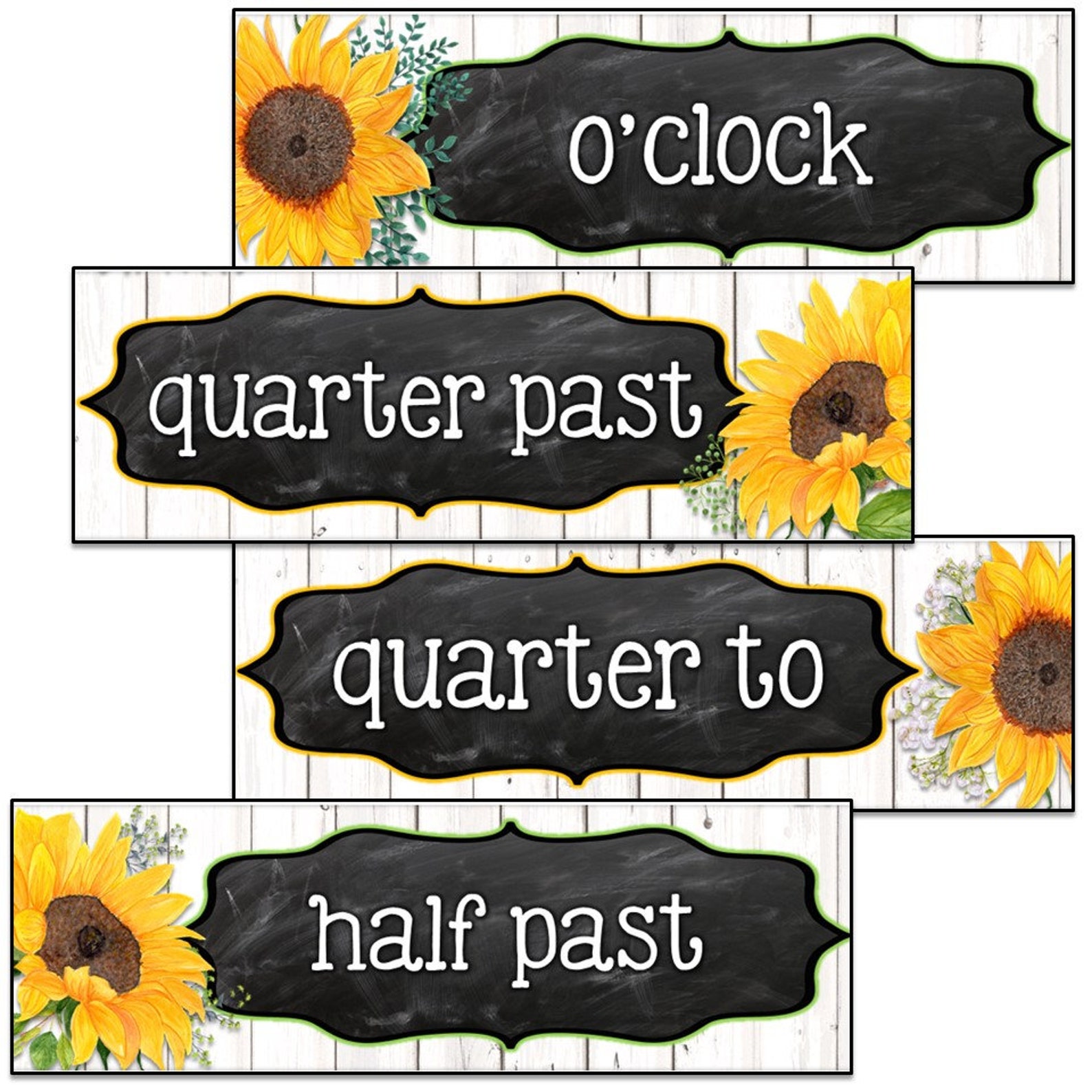 PRINTABLE Clock Label Numbers in 5 Minute Intervals Sunflower Farmhouse ...