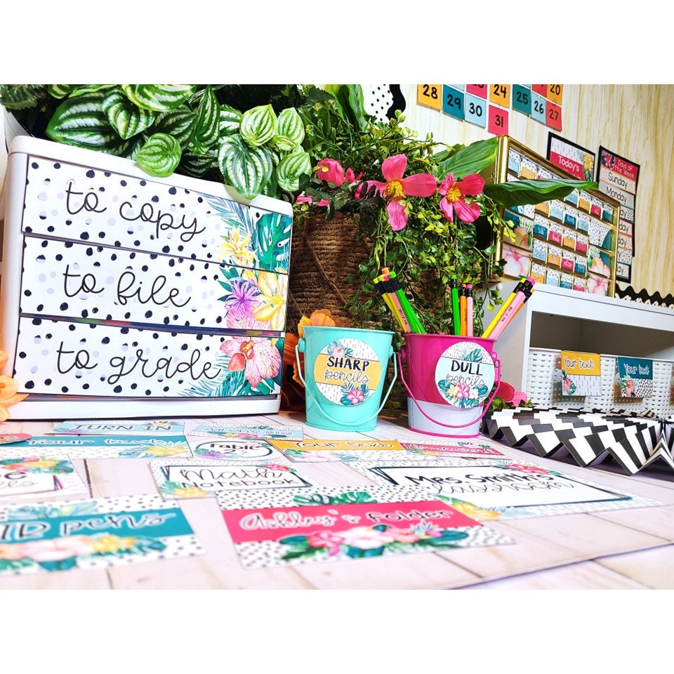 Etiquetas editables para el aula tropical Decoración del aula - Etsy México