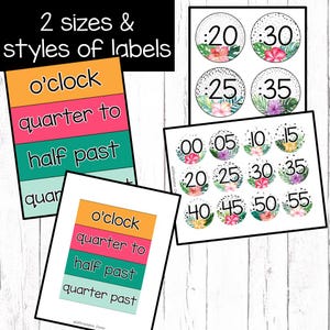 PRINTABLE Tropical Clock Label Numbers in 5 Minute Intervals | Tropical ...