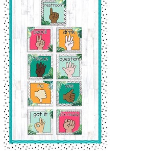 Classroom Hand Signal Posters, Tropical Classroom Decor, Editable Hand ...