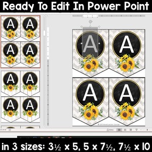 Editable Bunting Bulletin Board Banner Letters Sunflower - Etsy