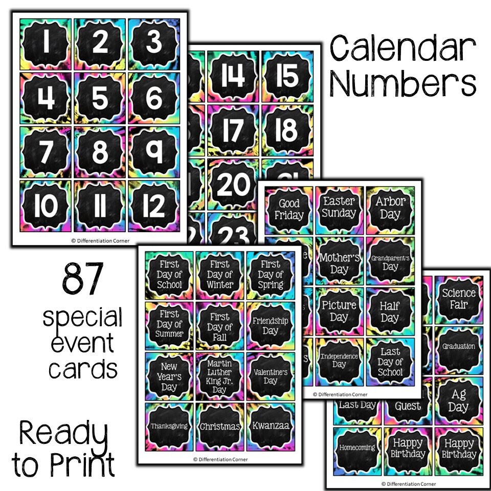 Tie Dye Retro Classroom Calendar & Weather Display Set Groovy Retro ...