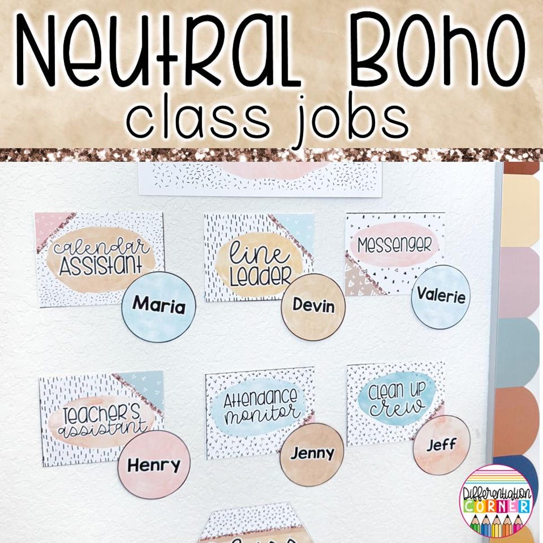 Editable Classroom Job Chart Template Neutral Boho Classroom Decor ...