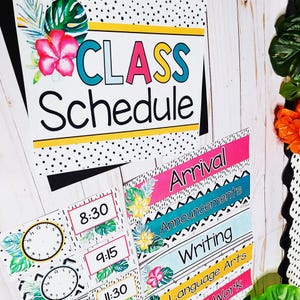 Editable Daily Schedule Cards Tropical Classroom Decor Printable ...
