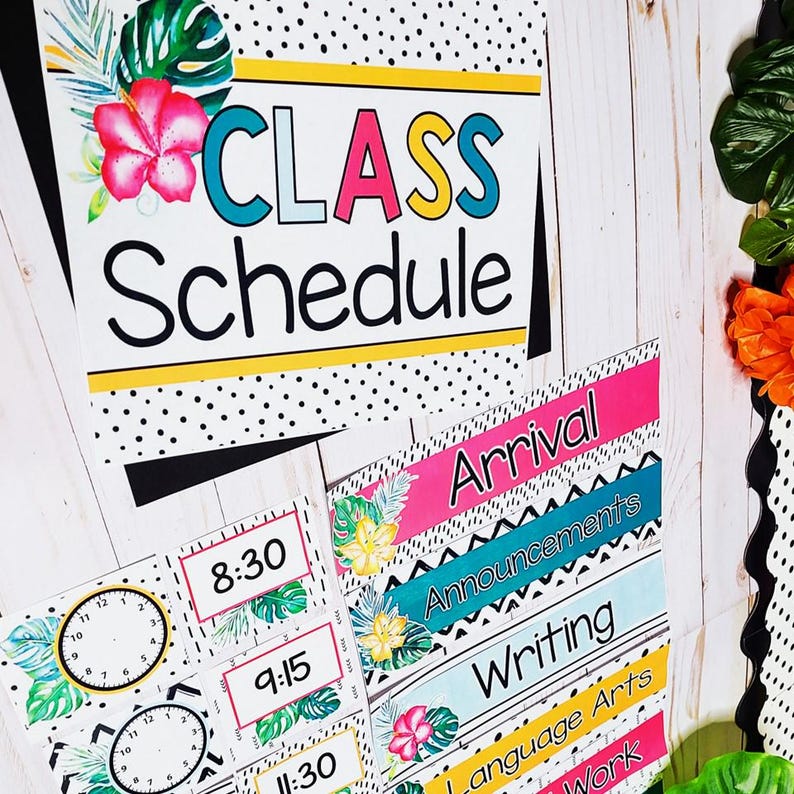 Editable Daily Schedule Cards Tropical Classroom Decor Printable ...