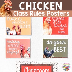 Chicken Farmhouse Classroom Rules Posters Farmhouse Theme Classroom ...