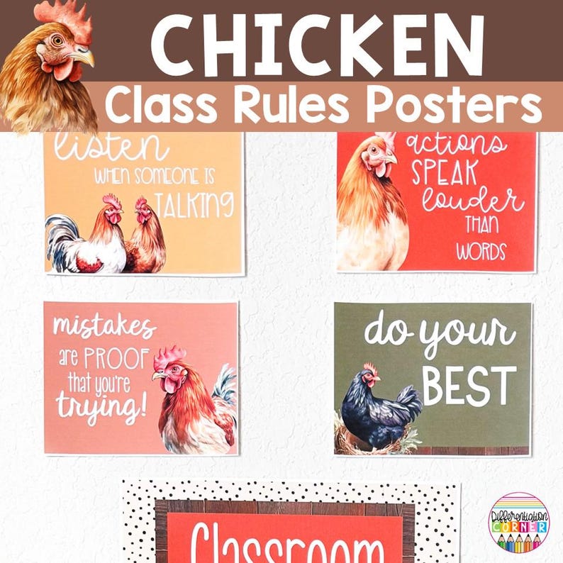 Chicken Farmhouse Classroom Rules Posters Farmhouse Theme Classroom ...