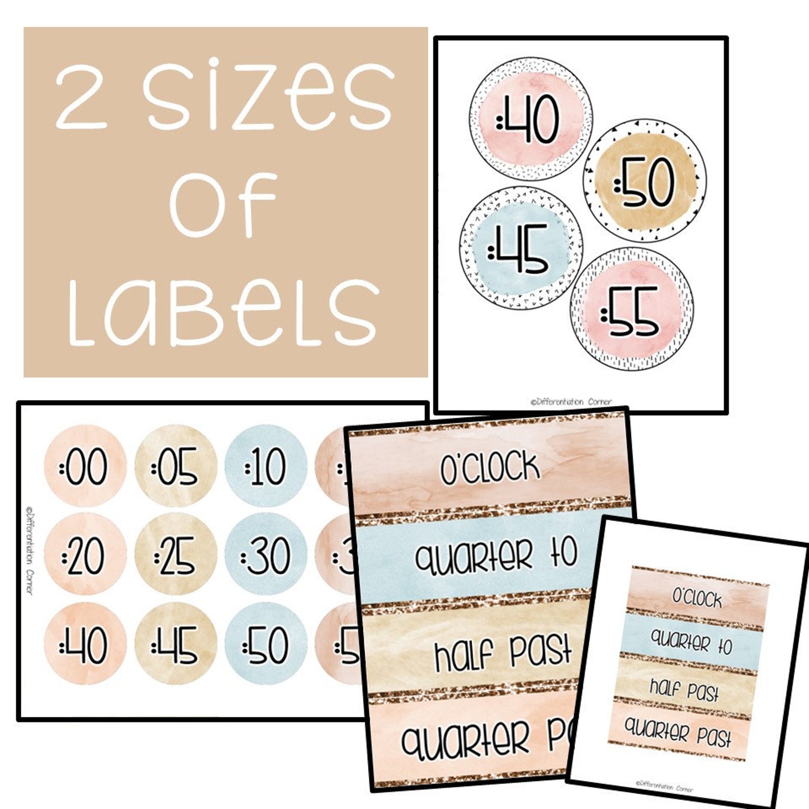 PRINTABLE Neutral Clock Label Numbers in 5 Minute Intervals - Etsy