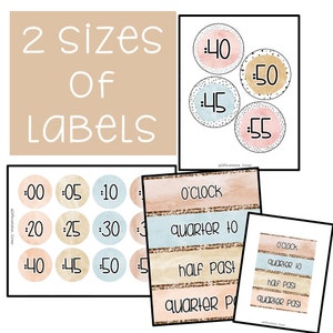 PRINTABLE Neutral Clock Label Numbers in 5 Minute Intervals Neutral ...