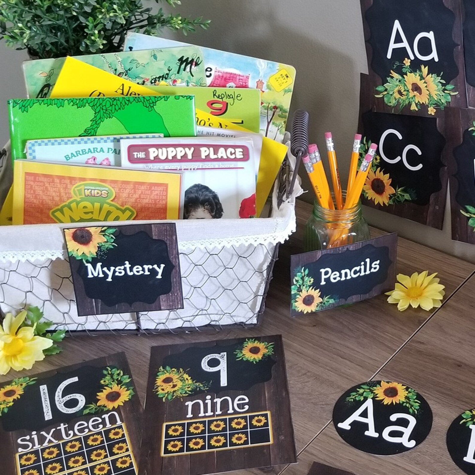 Editable Classroom Labels Sunflower Farmhouse Classroom Decor Sunflower ...