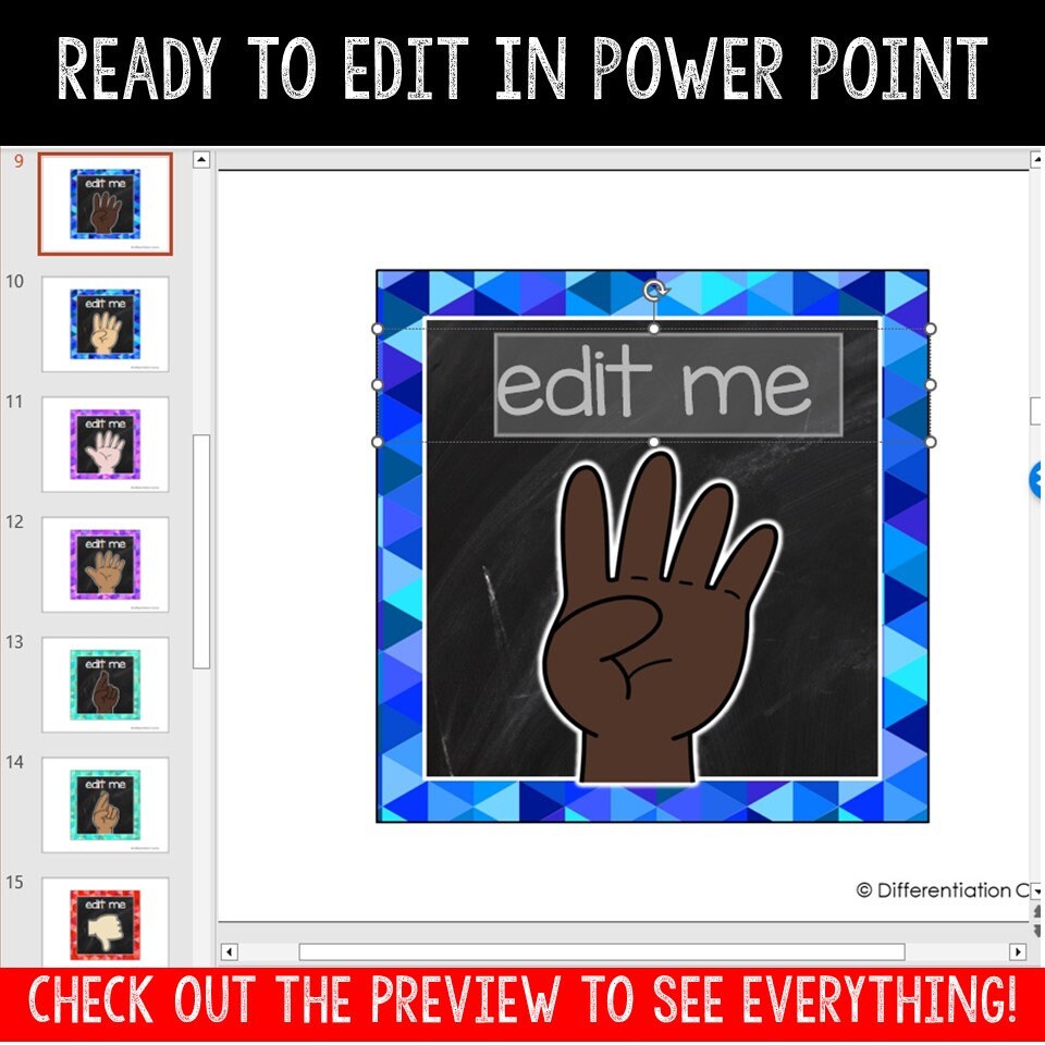 Classroom Hand Signal Posters, Rainbow Classroom Decor, Editable Hand ...