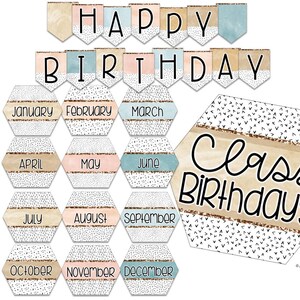Boho Classroom Birthday Board Neutral Boho Classroom Decor Birthday ...