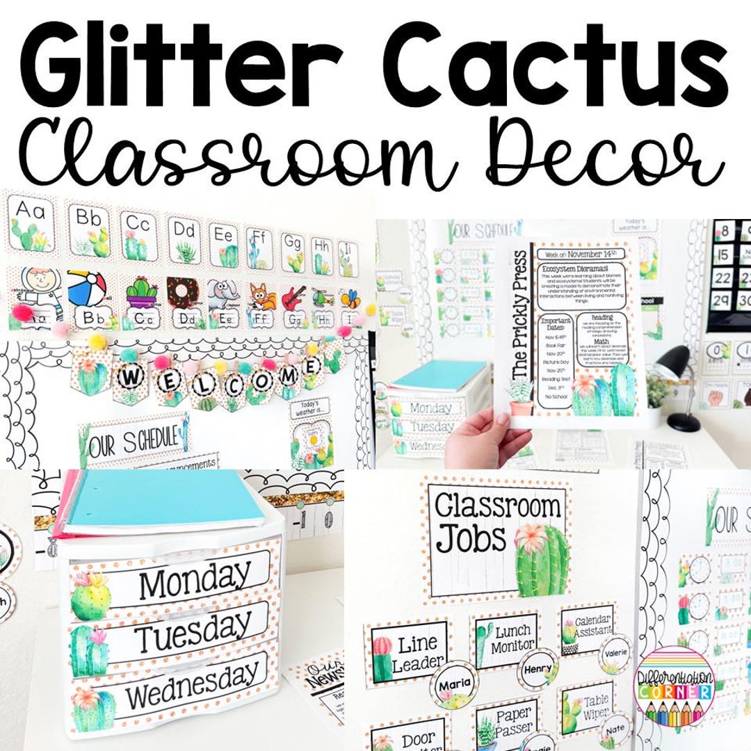 Cactus Classroom Decor Bundle | Classroom Bulletin Board Display ...