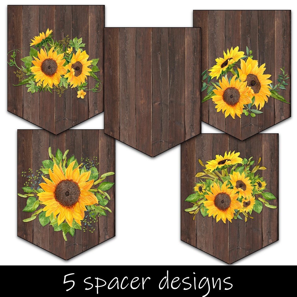 Editable Bunting Bulletin Board Banner Letters Sunflower Farmhouse ...