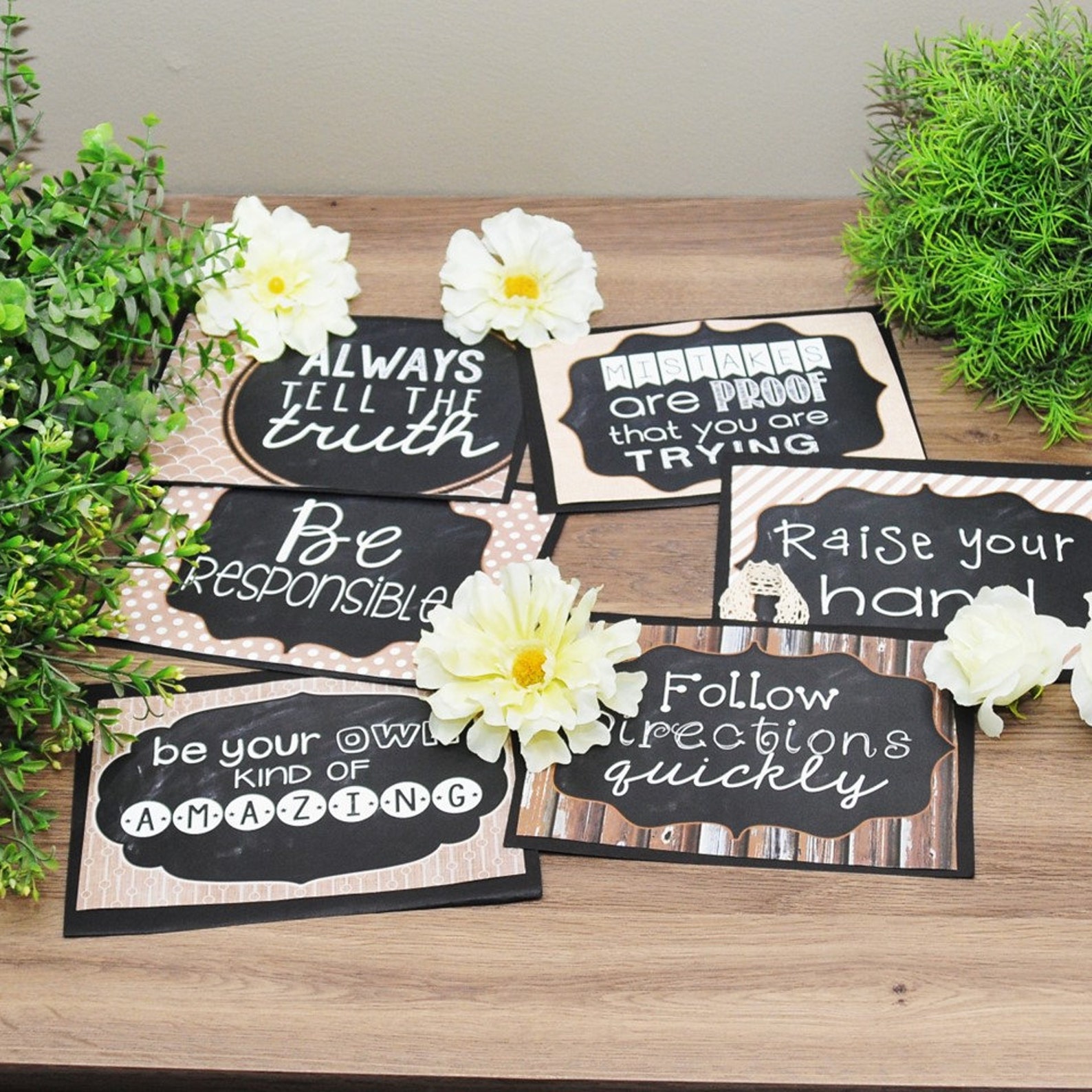 Editable Farmhouse Classroom Rules Posters Farmhouse Neutral Classroom ...