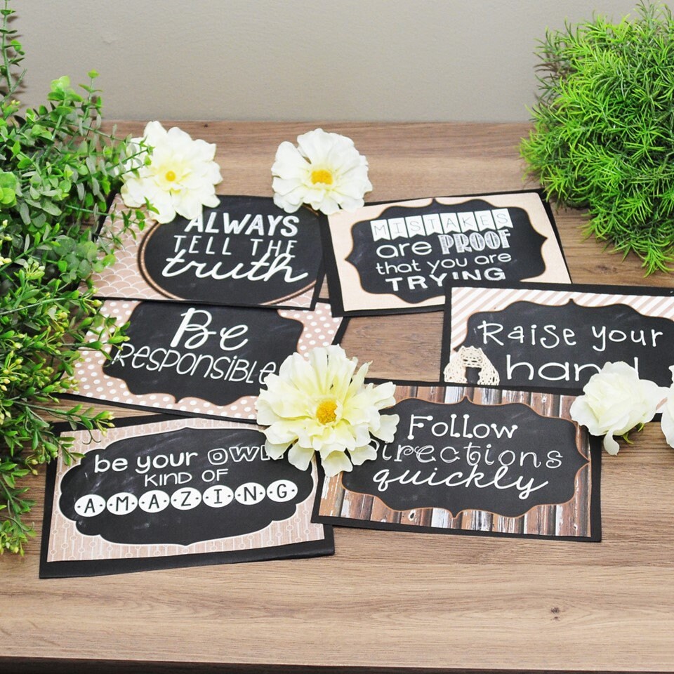 Editable Farmhouse Classroom Rules Posters Farmhouse Neutral Classroom ...