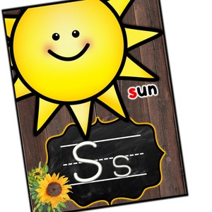 Alphabet Posters With Pictures for the Classroom Sunflower Farmhouse ...