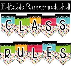 Editable Confetti Rainbow Classroom Rules Posters Confetti Rainbow ...