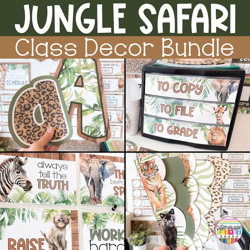 Jungle Themed Classroom Decor Bundle Safari Classroom Decor Calming ...