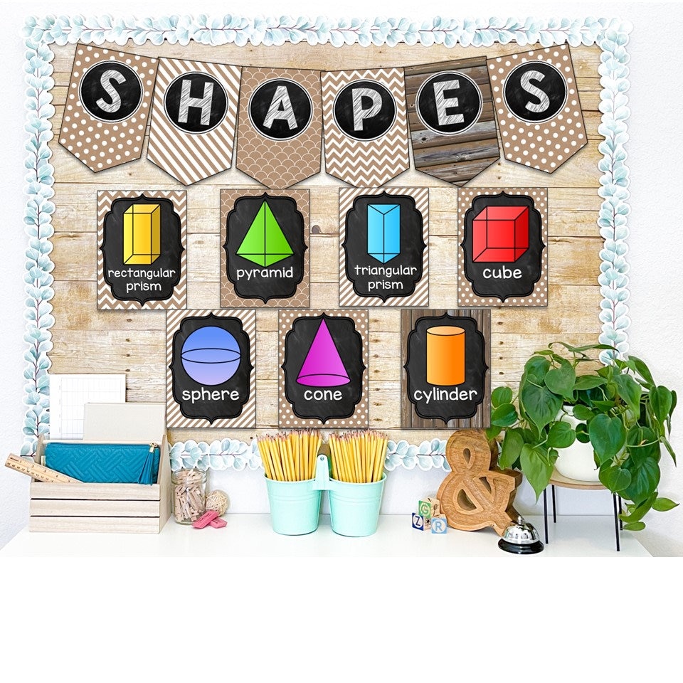 PRINTABLE Shape Posters and Charts | Farmhouse Neutral Classroom Decor ...
