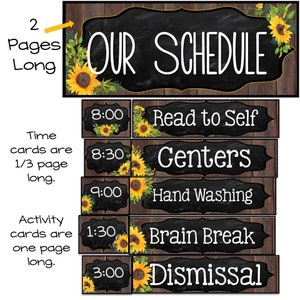 Editable Daily Schedule Cards Sunflower Farmhouse Classroom Decor ...