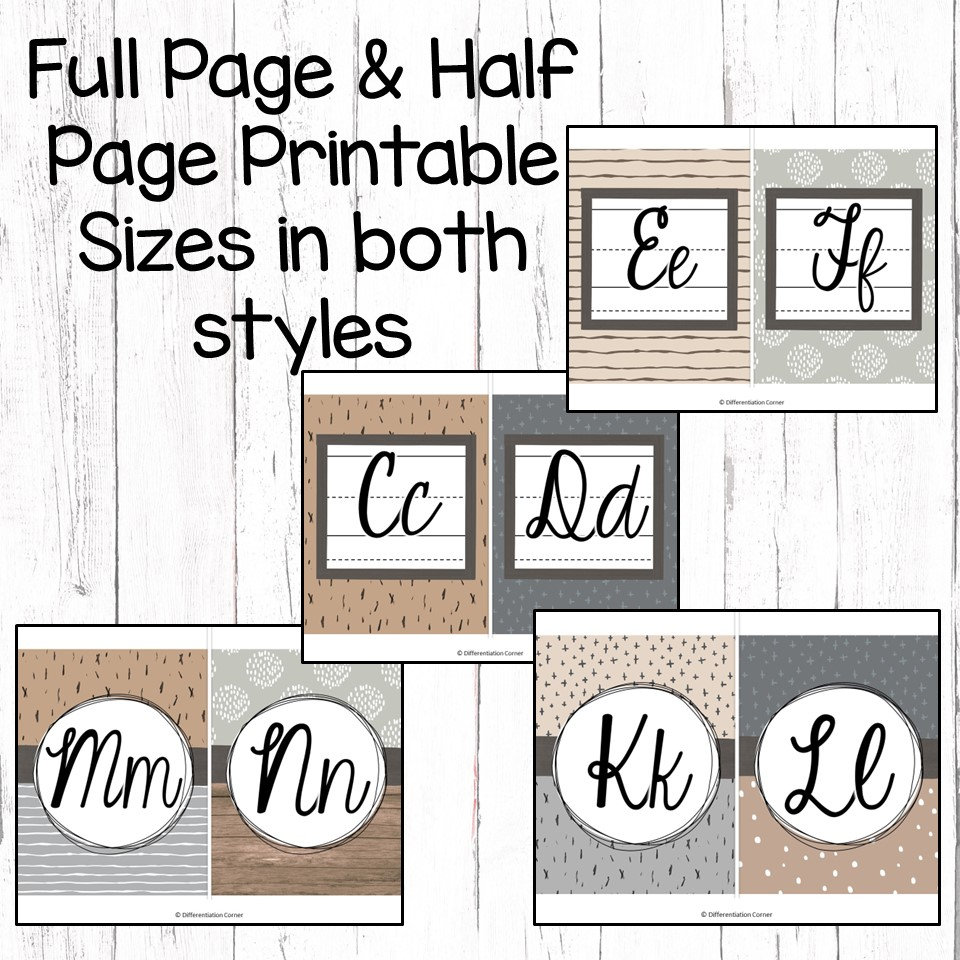 2 Cursive Alphabet Posters for the Classroom Boho Neutral Classroom ...