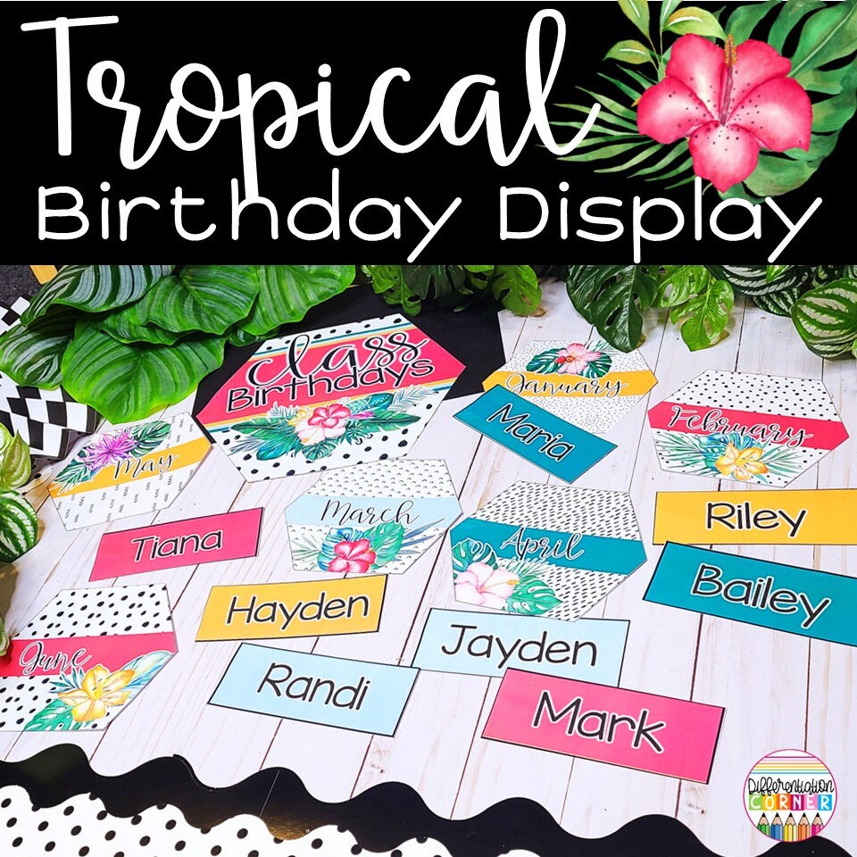 Tropical Classroom Birthday Display Tropical Classroom Decor Classroom ...