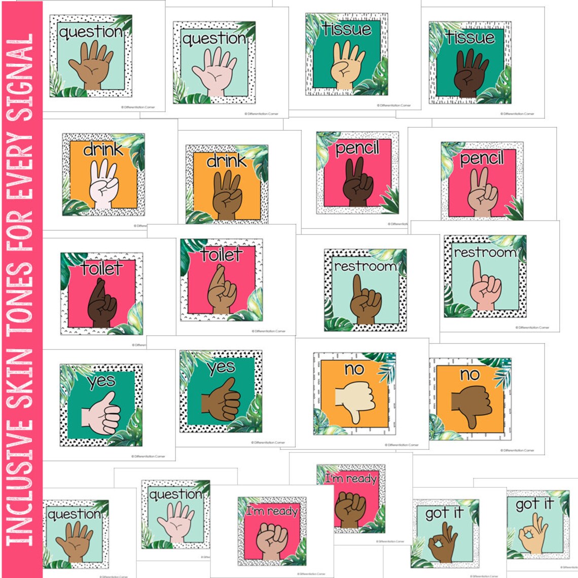 Classroom Hand Signal Posters Tropical Classroom Decor - Etsy