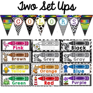 PRINTABLE Color Posters Pack | Black and White Classroom Decor | Black ...
