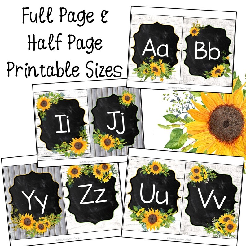 Alphabet Posters for the Classroom Sunflower Farmhouse - Etsy