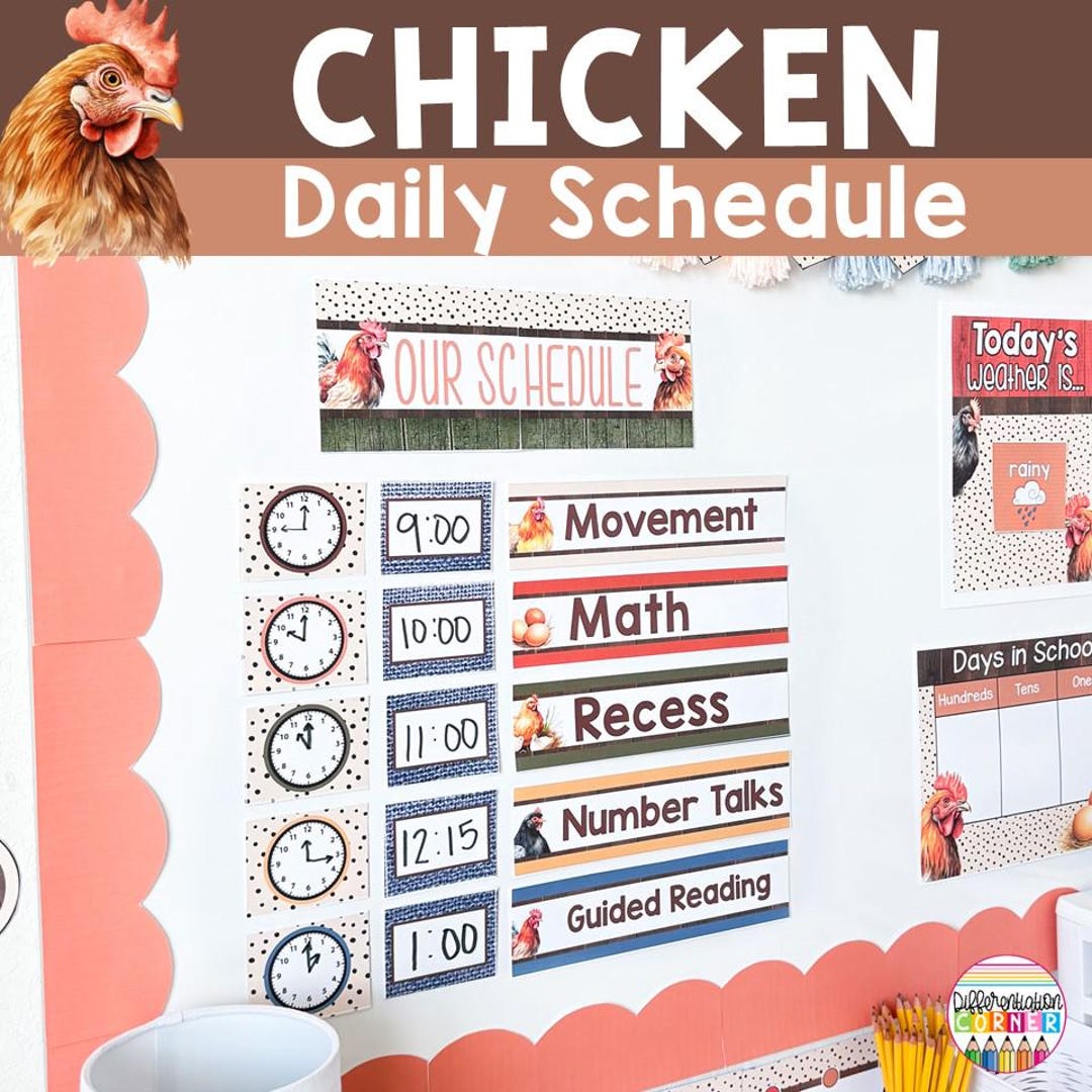 Editable Daily Schedule Cards Chicken Farmhouse Classroom Decor ...