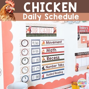 Editable Daily Schedule Cards Chicken Farmhouse Classroom Decor ...