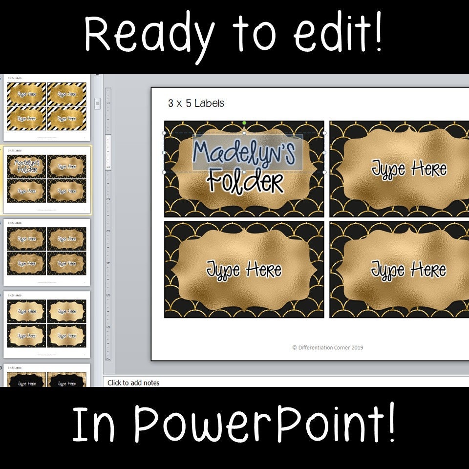 Editable Black and Gold Classroom Labels Black and Gold Classroom Decor ...