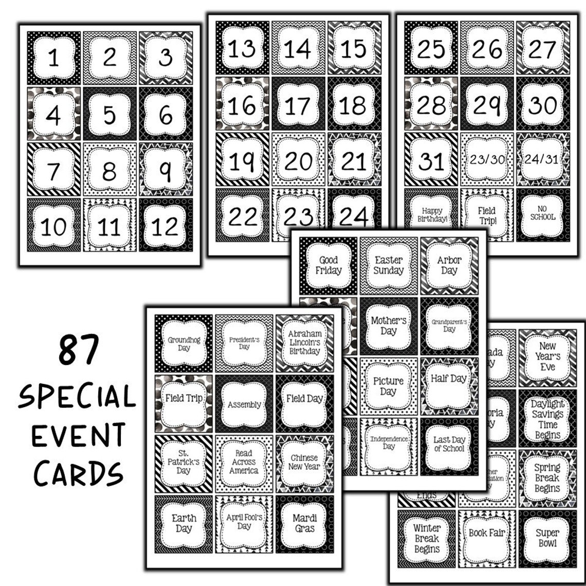 Black and White Classroom Calendar & Weather Display Set - Etsy