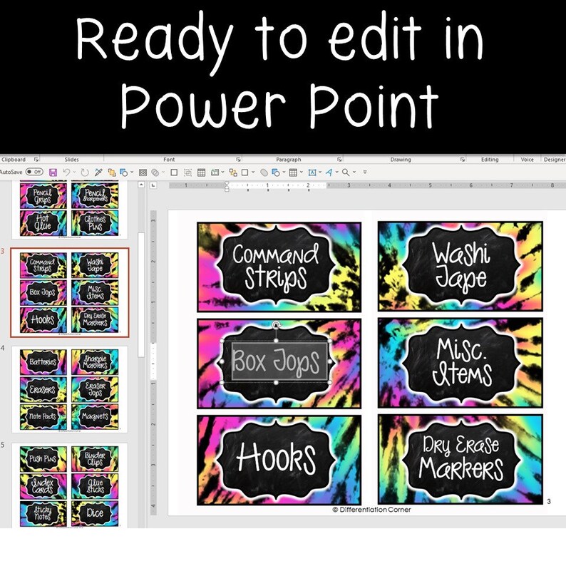 Tie Dye Teacher Tool Box Labels Groovy Hippie Classroom Decor - Etsy