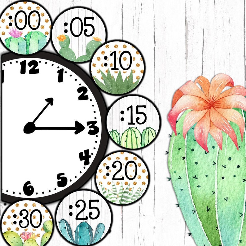 PRINTABLE Cactus Clock Label Numbers in 5 Minute Intervals - Etsy