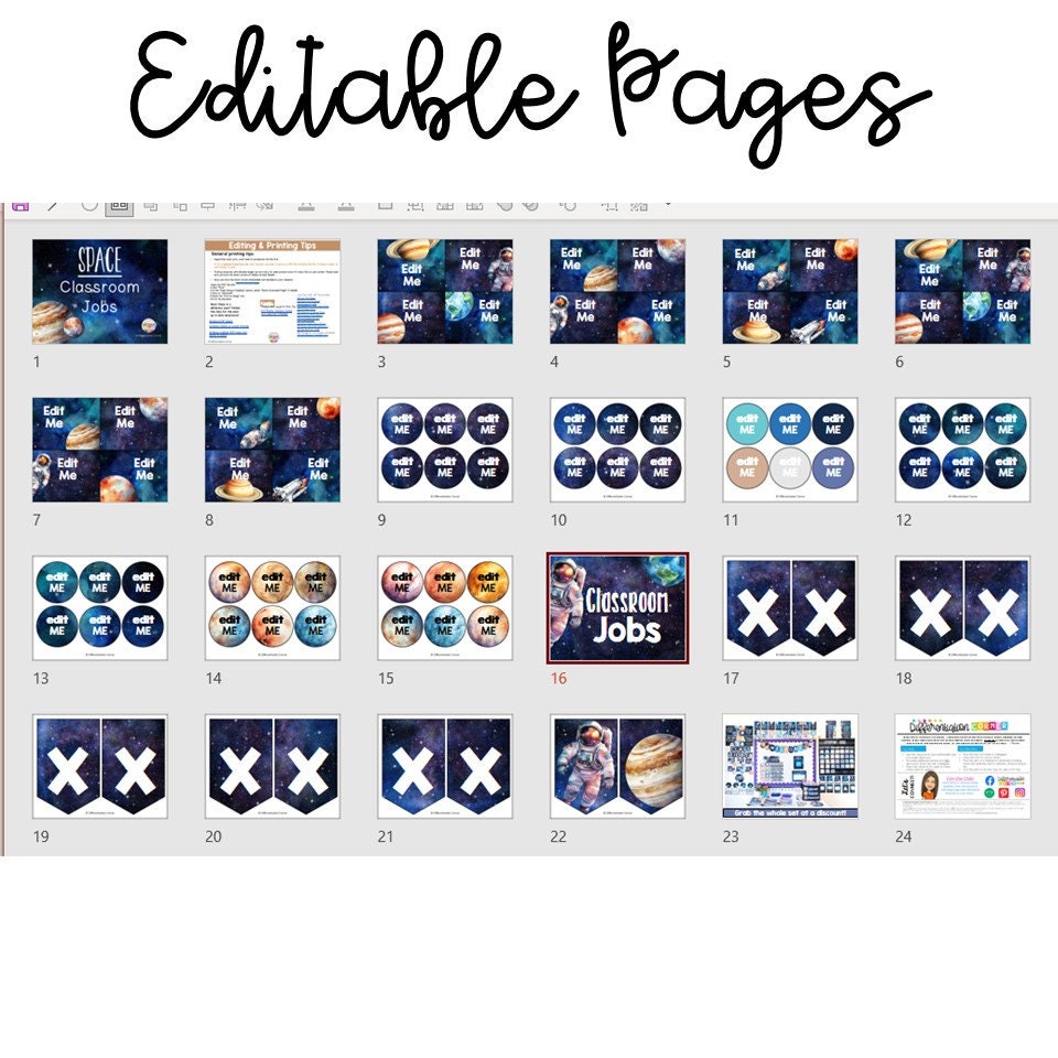 Editable Classroom Job Chart Template Space Classroom Decor Theme ...