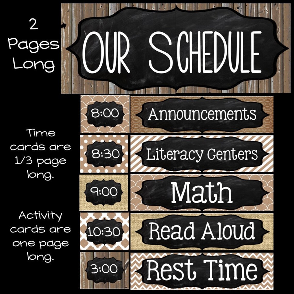 Editable Daily Schedule Cards Farmhouse Classroom Decor - Etsy
