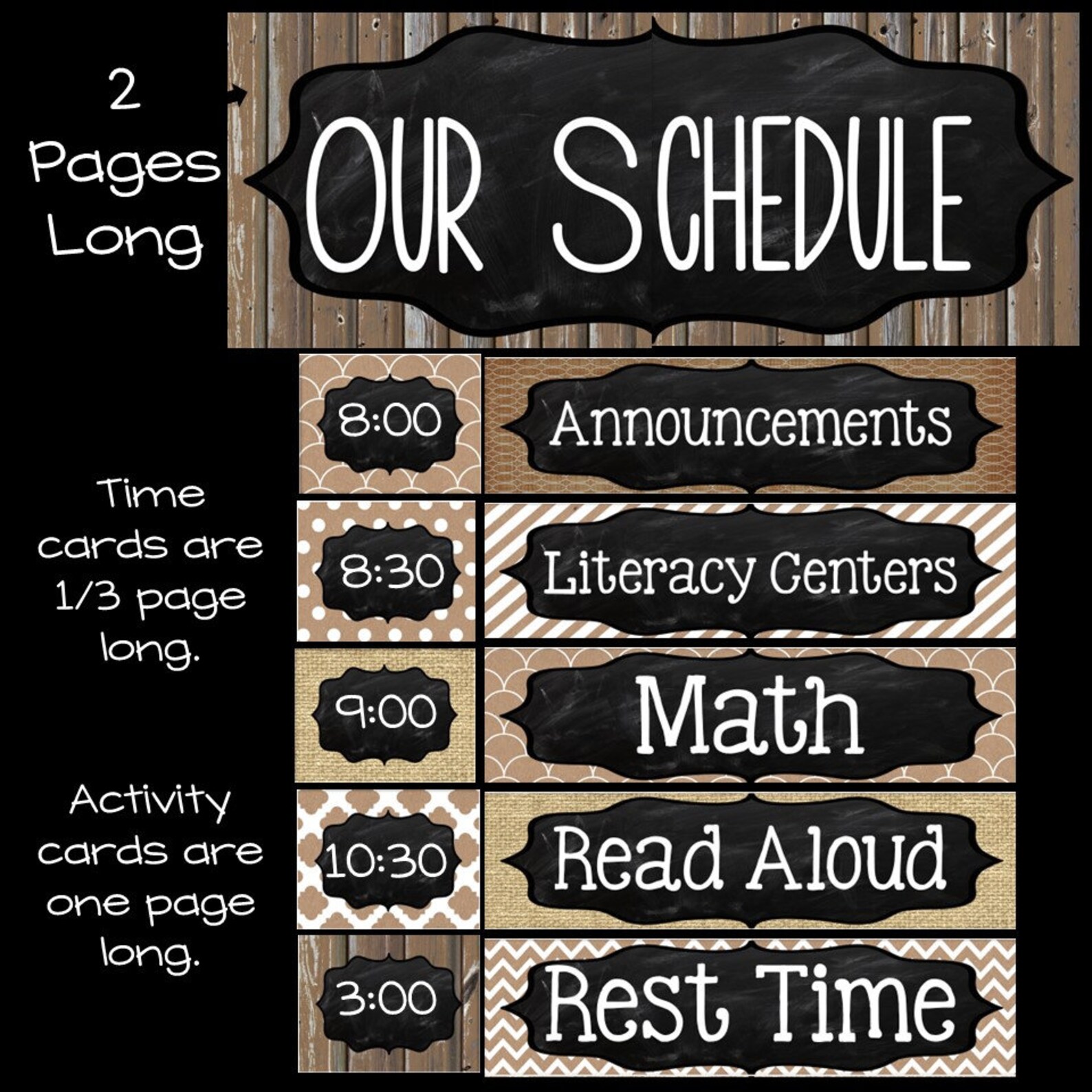 Editable Daily Schedule Cards Farmhouse Classroom Decor - Etsy