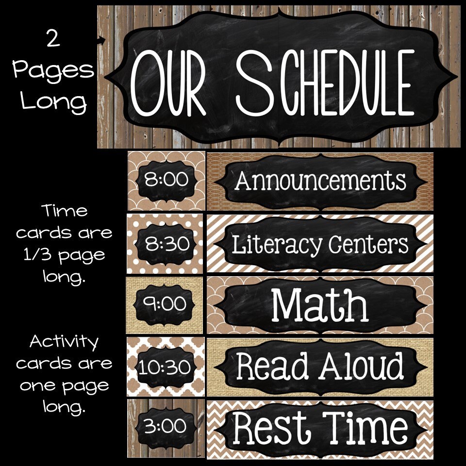 Editable Daily Schedule Cards Farmhouse Classroom Decor - Etsy