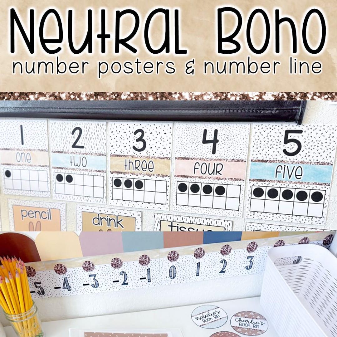 Neutral Number Posters Classroom 0-30 Number Line With Negative Numbers ...