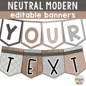 Editable Boho Bunting Bulletin Board Banner Letters | Neutral Boho ...