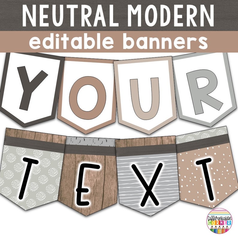 Editable Boho Bunting Bulletin Board Banner Letters Neutral Boho ...