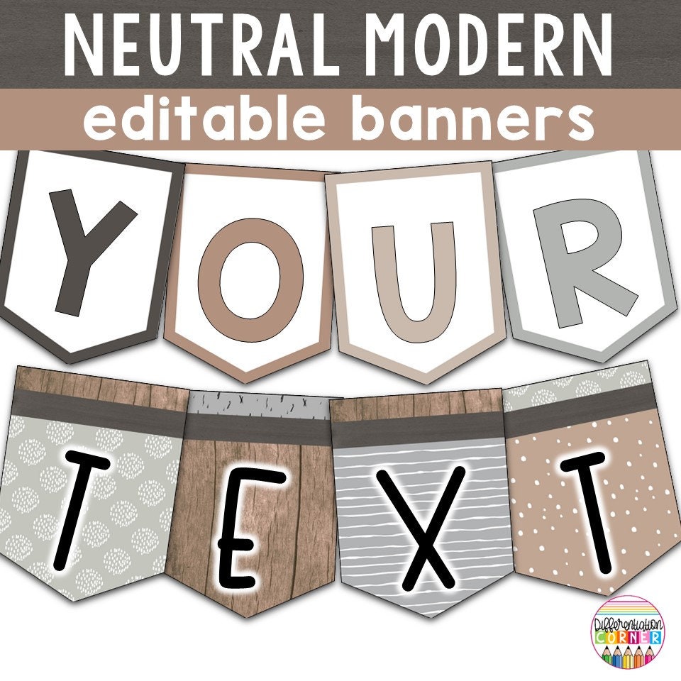 Editable Boho Bunting Bulletin Board Banner Letters Neutral Boho ...
