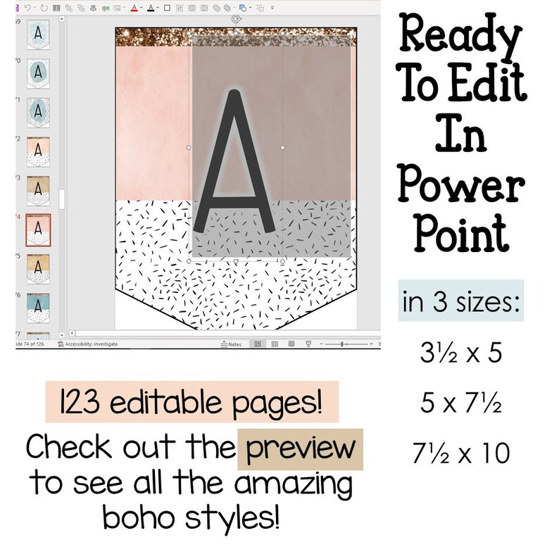 Editable Boho Bunting Bulletin Board Banner Letters Neutral - Etsy