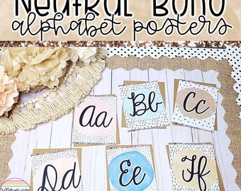 Cursive Alphabet Posters for the Classroom Boho Neutral - Etsy