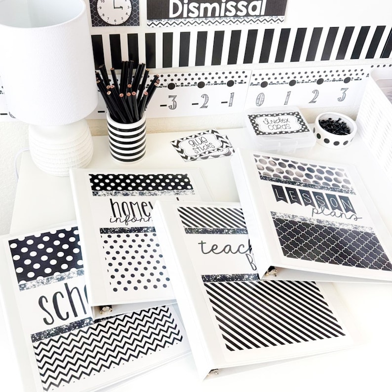 Modern Black and White Classroom Decor Bundle Classroom Bulletin Board ...